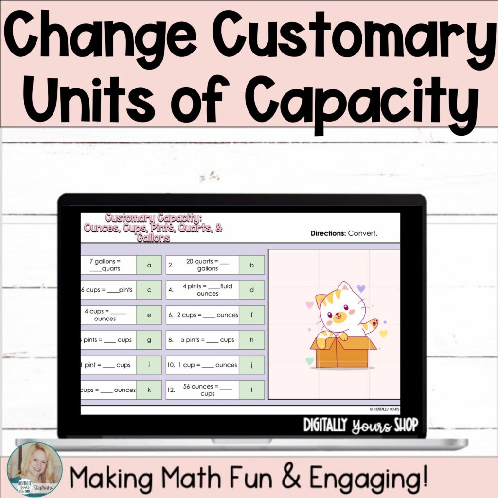 Change - Convert - Customary Capacity Digital Self-Checking Math ...