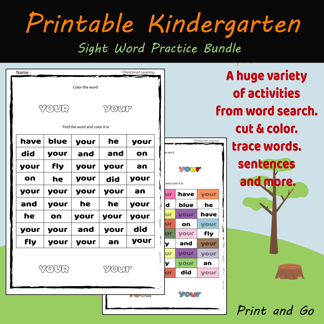 Printable Kindergarten Sight Word Practice Bundle |High Frequency Words ...
