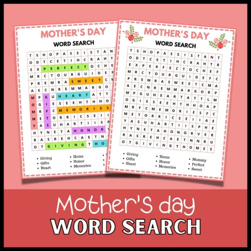 Mother's Day Word Search Activity | May Word Search Puzzles | Happy ...