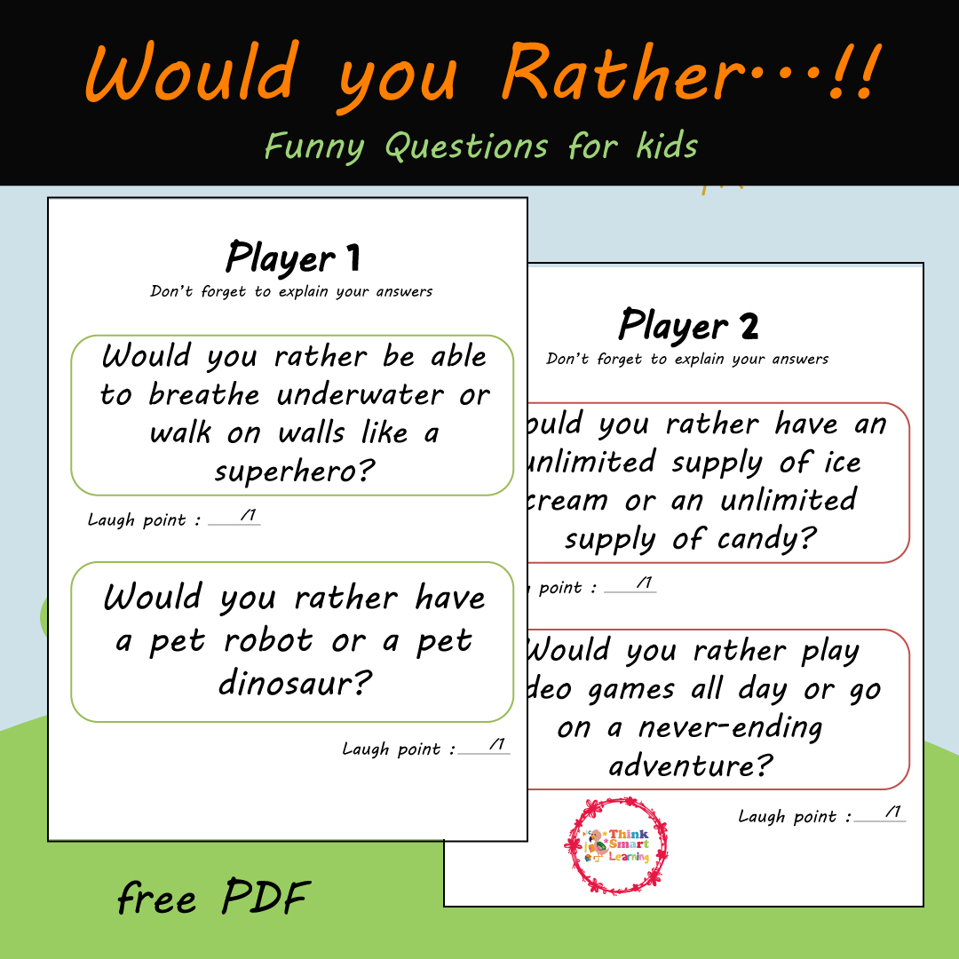 Free Would you Rather...!! Question for kids | Made By Teachers