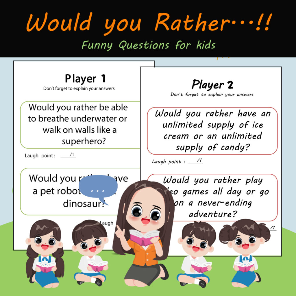 Would you Rather...!! Question for kids. Editable File. | Made By Teachers