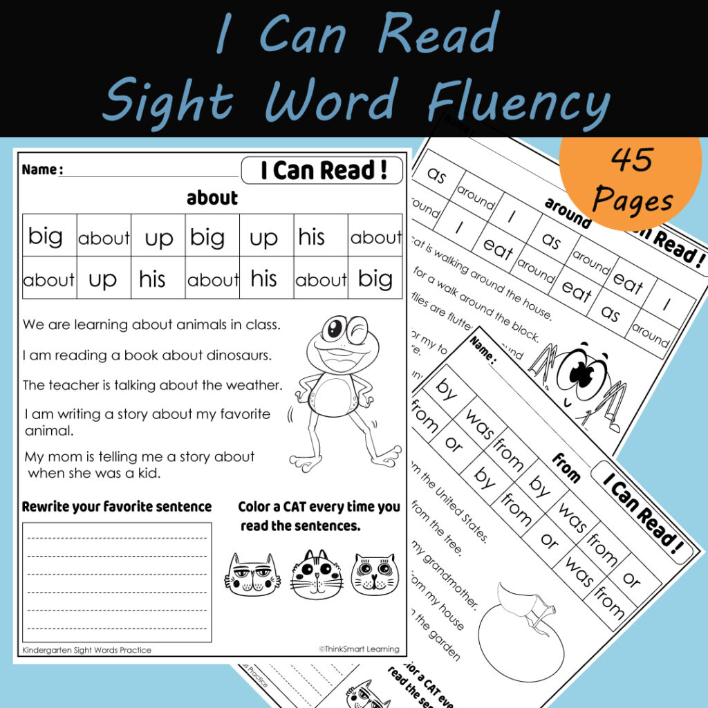 I Can Read Sight Word Fluency Passages Kindergarten Sight Words ...