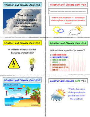 Weather and Climate Activity Cards WITH Lesson Plan (36 Cards PLUS ...