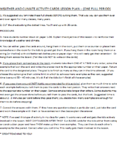 Weather and Climate Activity Cards WITH Lesson Plan (36 Cards PLUS ...