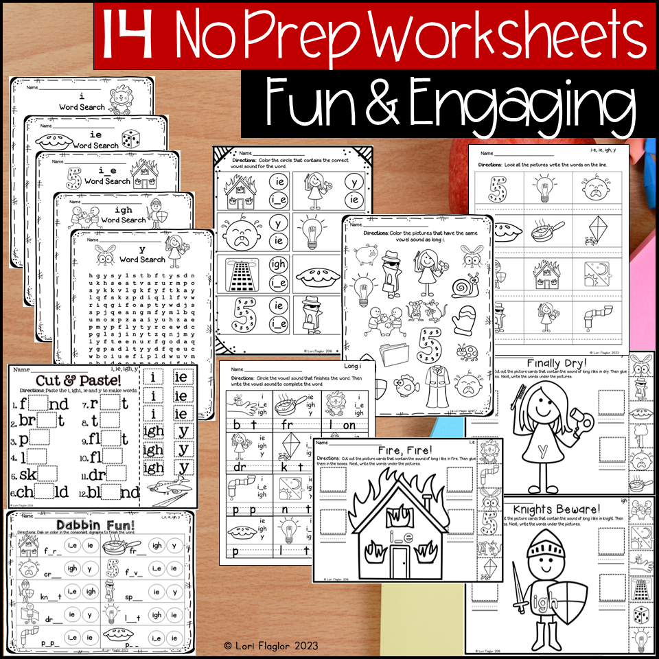 Long i- ie, igh, y Word Work Activities Worksheets and Learning Centers ...