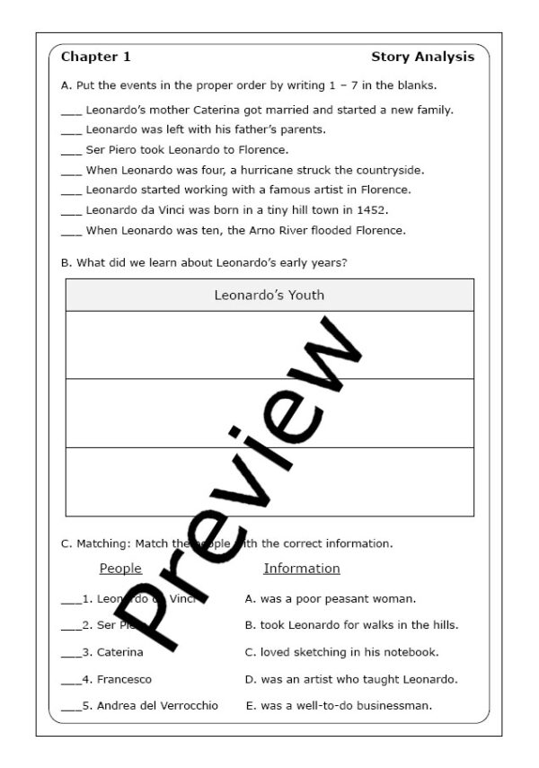 Roberta Edwards "Who Was Leonardo da Vinci?" worksheets | Made By Teachers