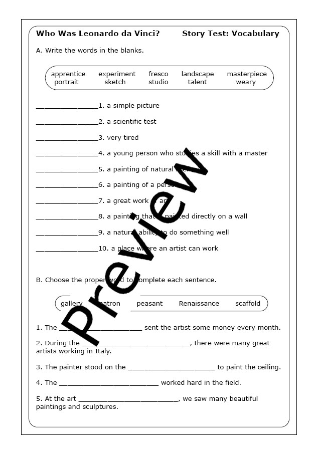 Roberta Edwards "Who Was Leonardo da Vinci?" worksheets | Made By Teachers