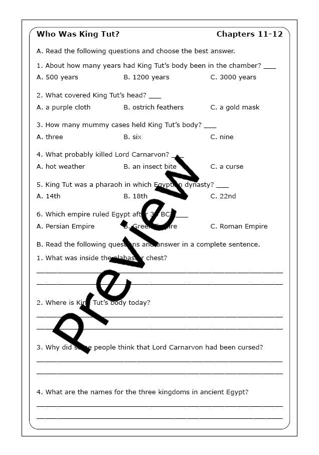 Roberta Edwards "Who Was King Tut?" worksheets | Made By Teachers