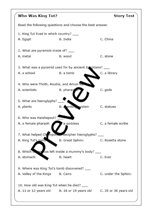 Roberta Edwards "Who Was King Tut?" worksheets | Made By Teachers