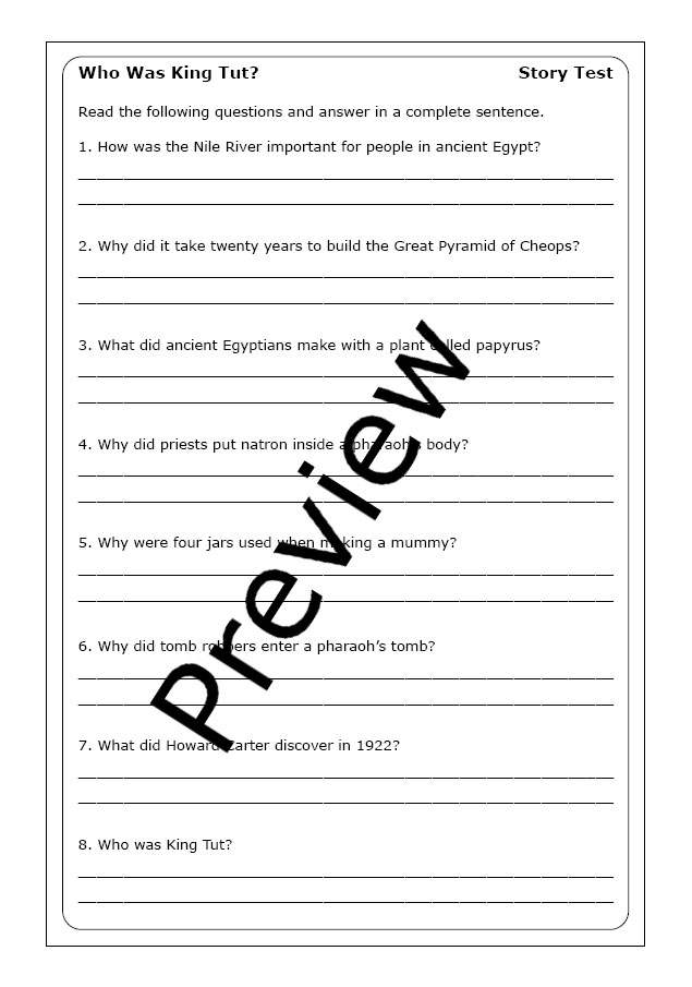 Roberta Edwards "Who Was King Tut?" worksheets | Made By Teachers