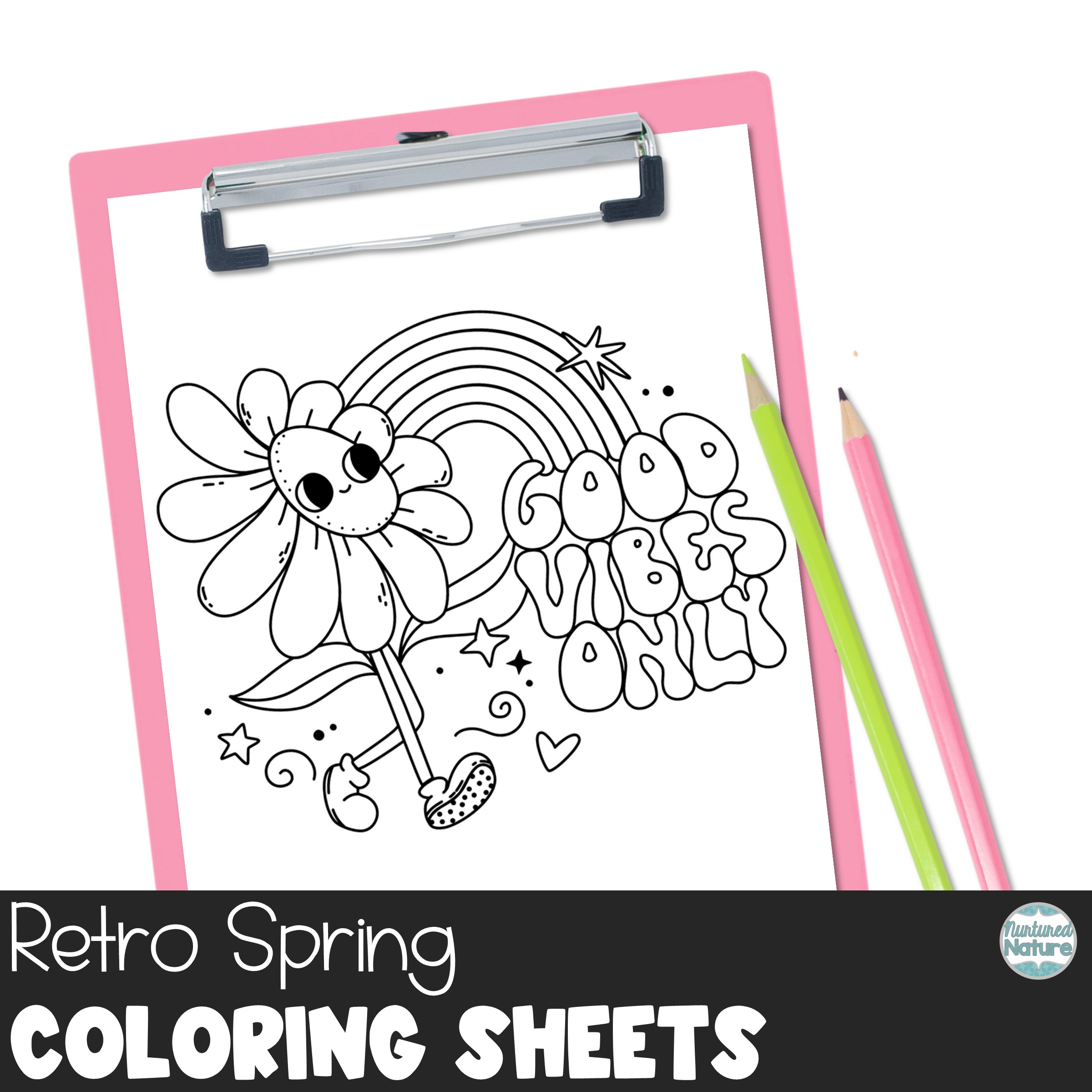 Groovy Retro Spring Coloring Pages | Made By Teachers