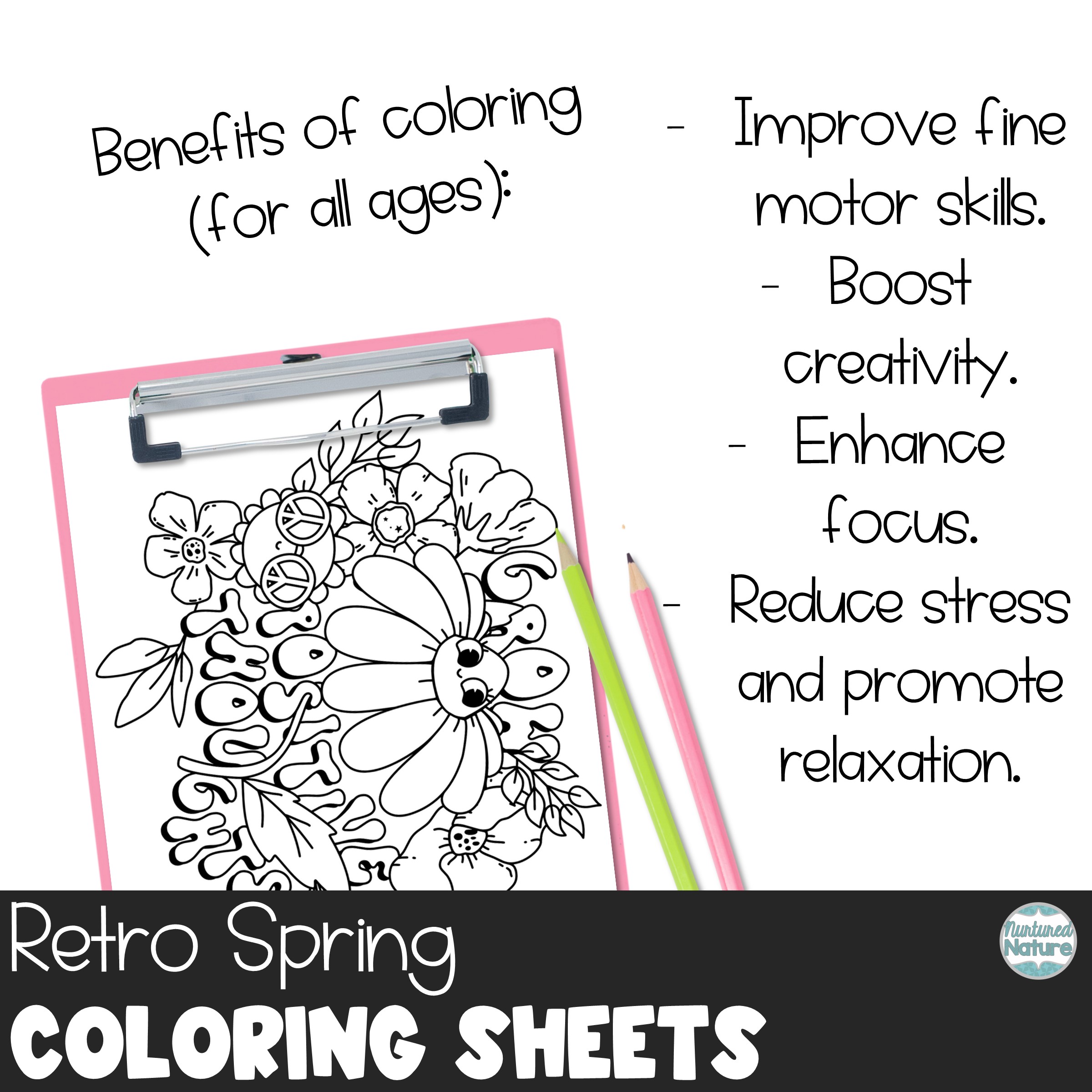 Groovy Retro Spring Coloring Pages | Made By Teachers