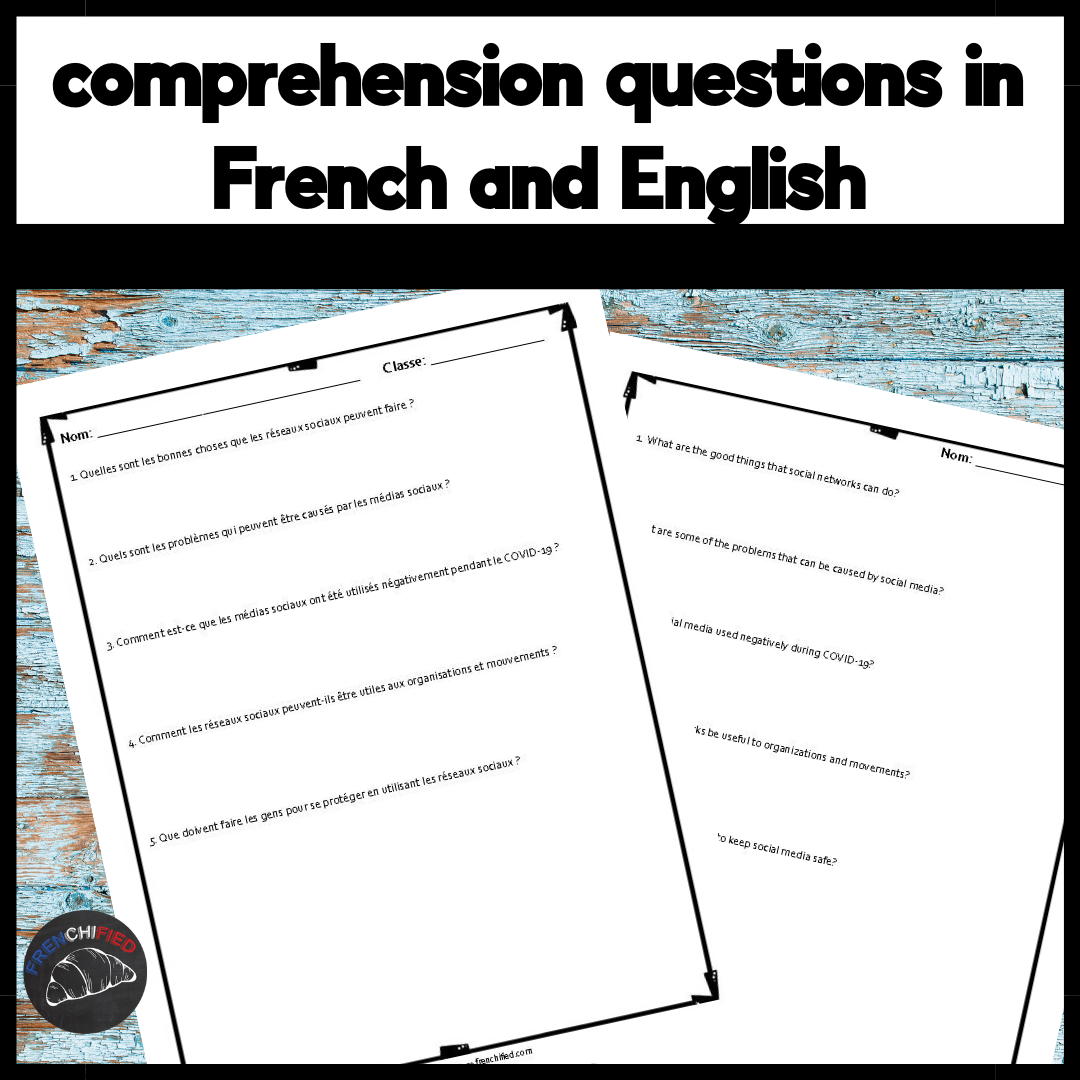 French reading comprehension - Social media | Made By Teachers