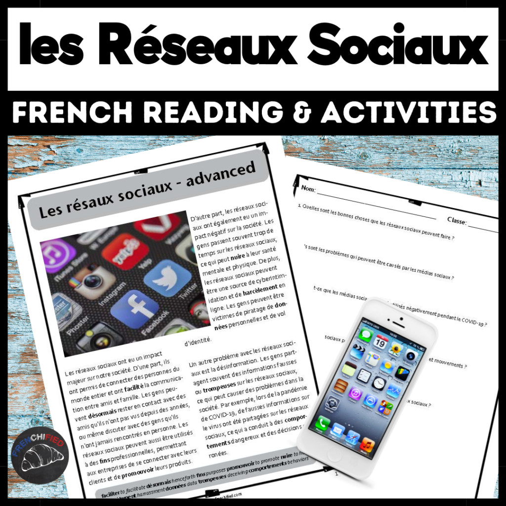 French reading comprehension - Social media - Made By Teachers