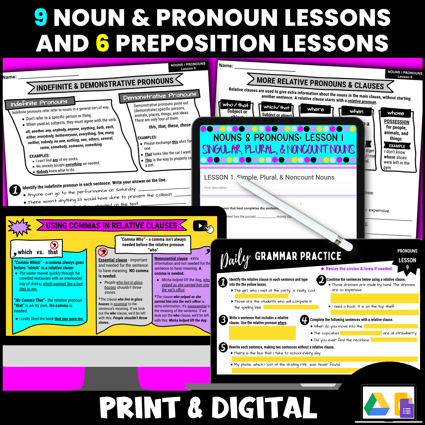 Nouns, Pronouns, & Prepositions Daily Grammar and Revise & Edit ...