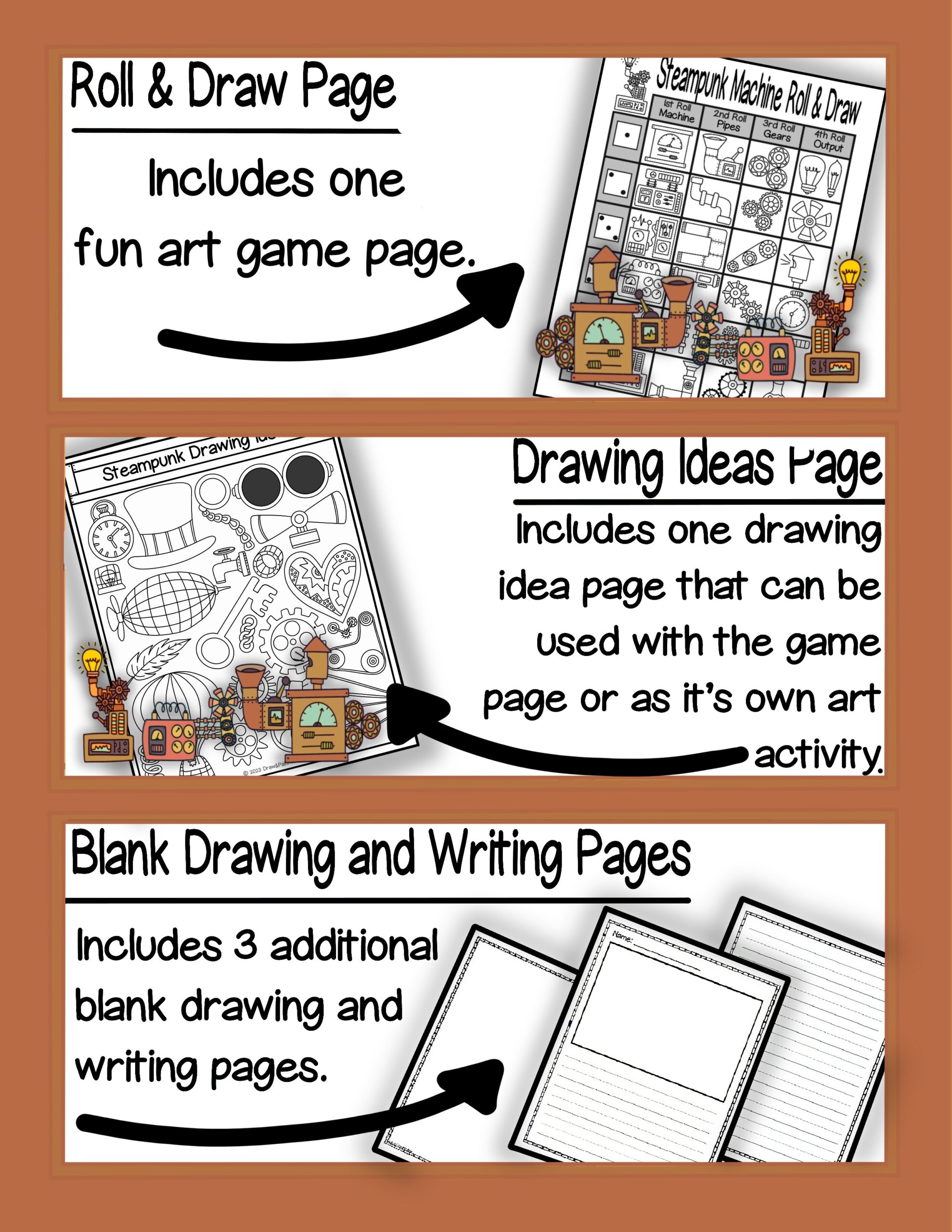 Roll a Steampunk Machine Roll and Draw Art Game Art Sub Activity | Made ...