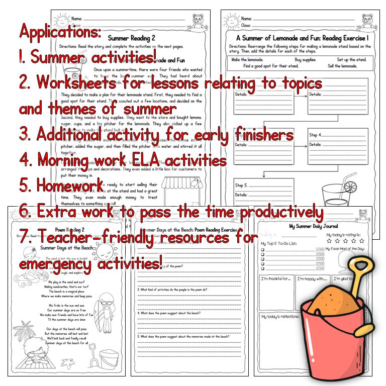 Summer No-Prep ELA Worksheets | Made By Teachers