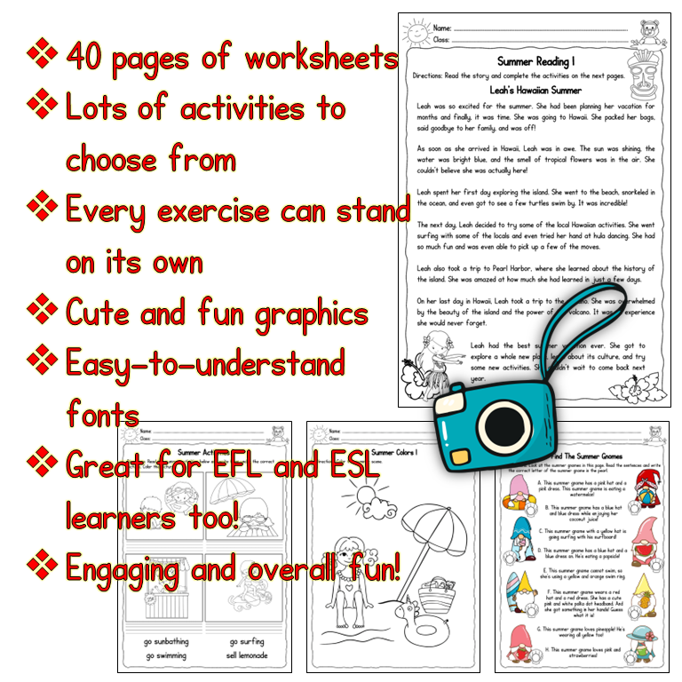Summer No-Prep ELA Worksheets | Made By Teachers