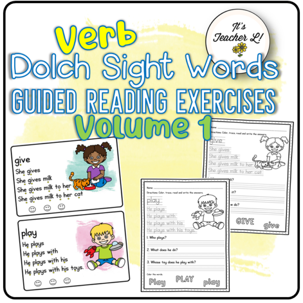 Guided Reading Verb Dolch Sight Words Practice Task Cards and ...