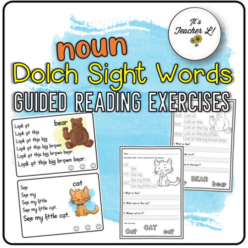 Guided Reading Noun Dolch Sight Words Practice Task Cards and ...