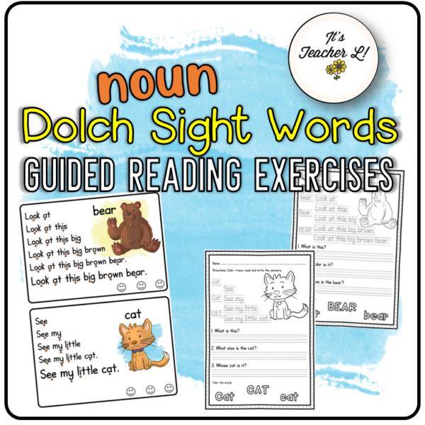 Guided Reading Noun Dolch Sight Words Practice Task Cards and ...