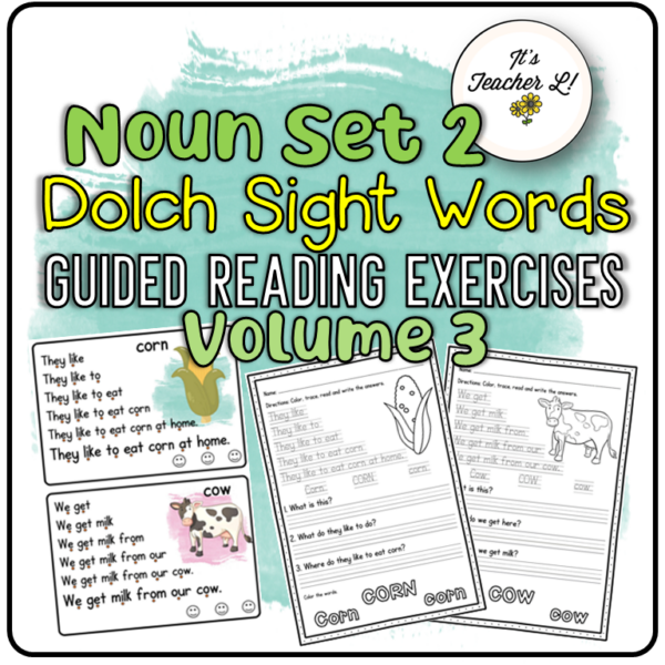 Guided Reading Noun Dolch Sight Words Practice Task Cards and ...
