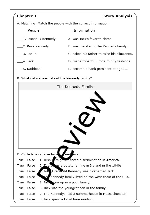 Yona Zeldis McDonough "Who Was John F. Kennedy?" worksheets | Made By ...