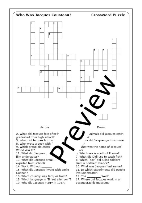 Nico Medina "Who Was Jacques Cousteau?" worksheets | Made By Teachers