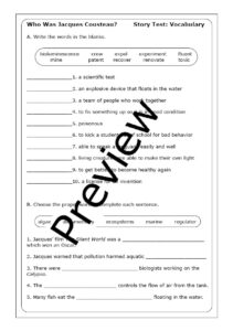 Nico Medina "Who Was Jacques Cousteau?" worksheets | Made By Teachers
