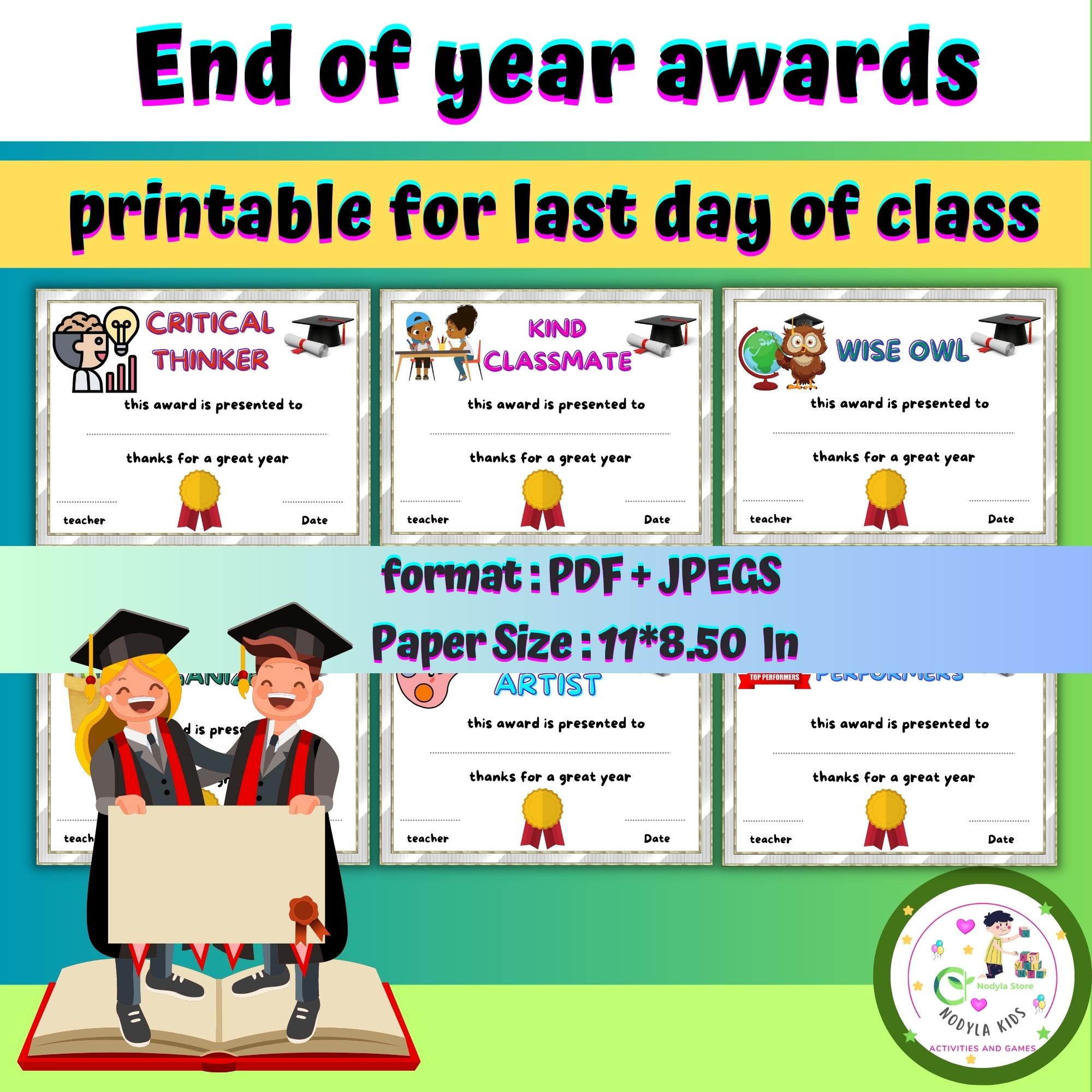 End of year awards printable for last day of class | Made By Teachers