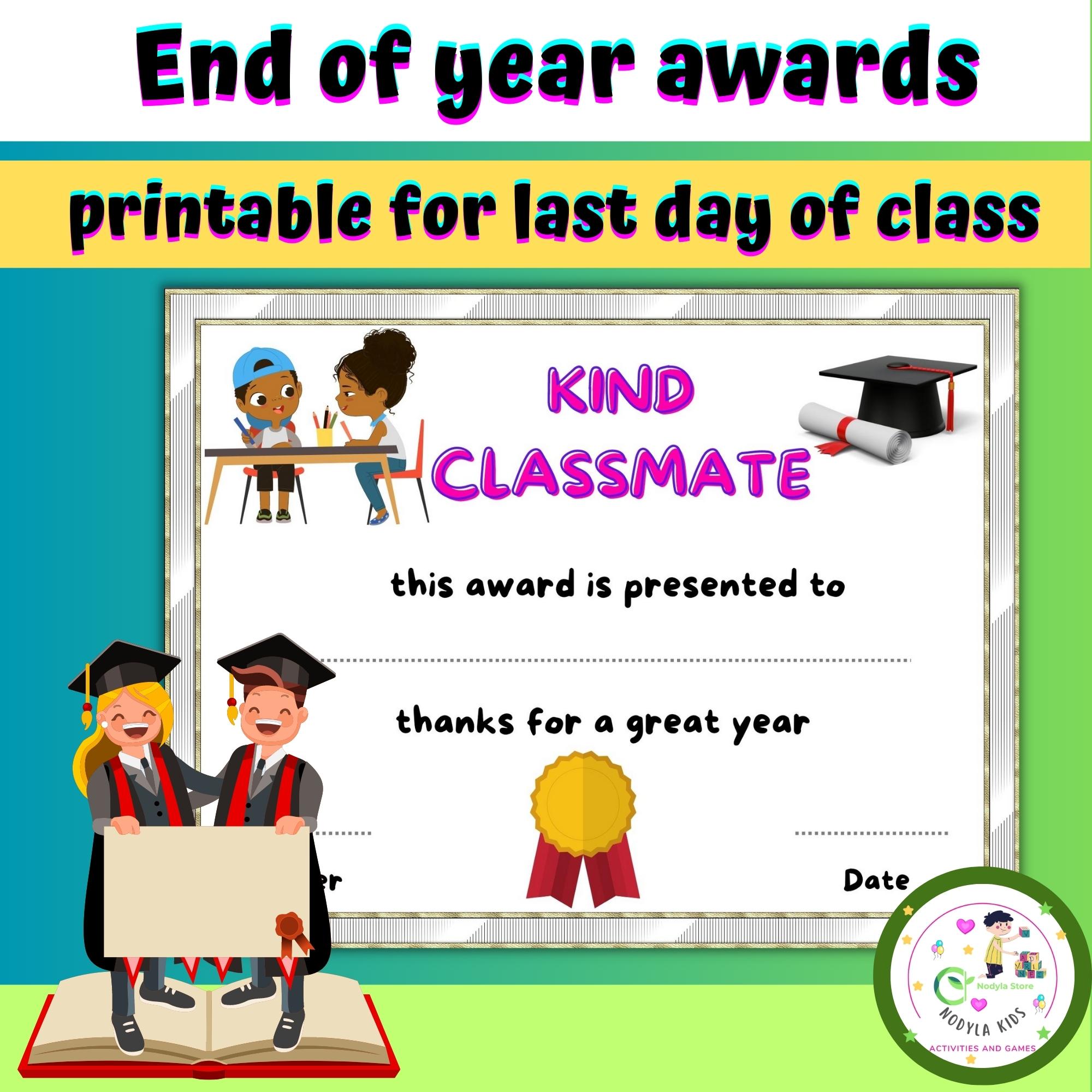 End of year awards printable for last day of class | Made By Teachers