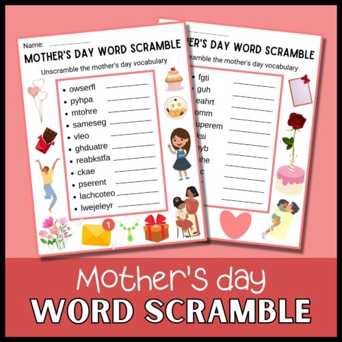Mother's Day Word Scramble Puzzle | Mother's Day Activities | May ...