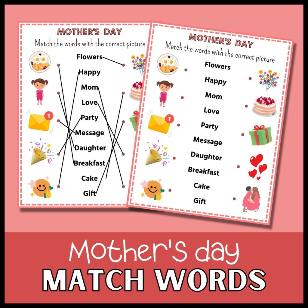 Mother's Day Match Words Puzzle | Mother's Day Activities | May ...