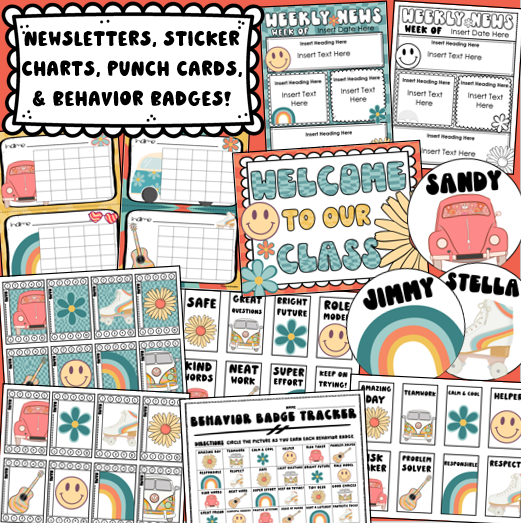 Groovy Retro Vibes Classroom Management Decor Rules Newsletter BUNDLE ...