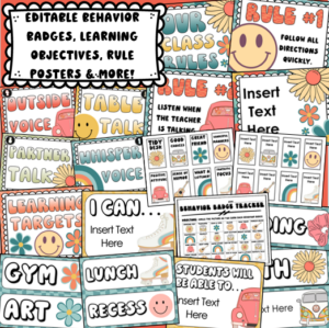 Groovy Retro Vibes Classroom Management Decor Rules Newsletter BUNDLE ...