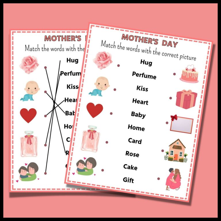 Mother's Day Match Words Puzzle | Mother's Day Activities | May ...