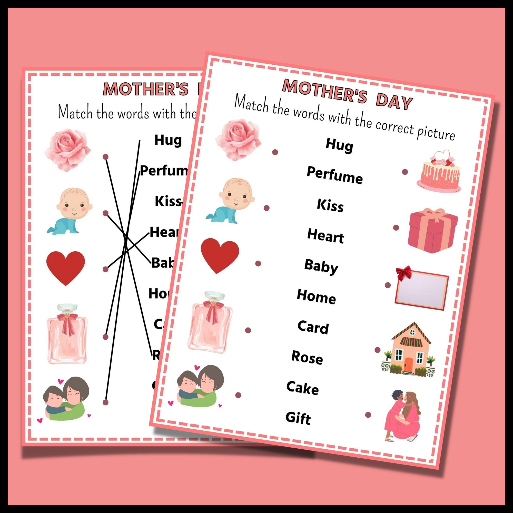 Mother's Day Match Words Puzzle | Mother's Day Activities | May ...