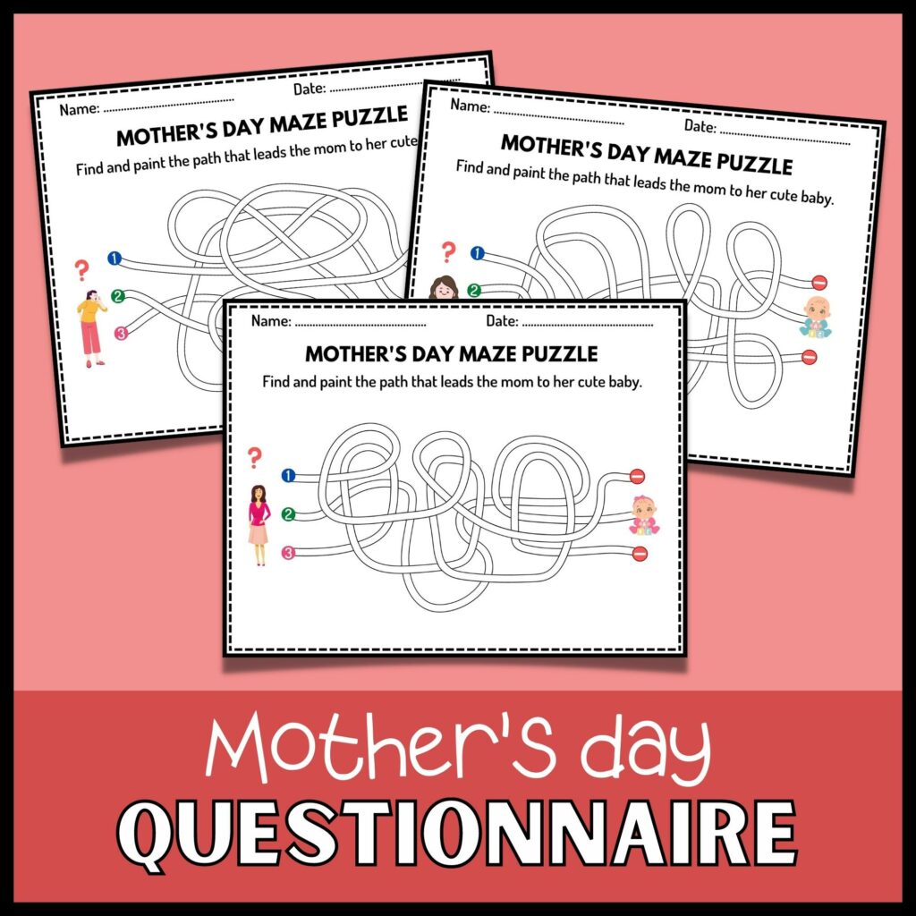 Mother's Day Mazes Puzzle | Printable Games Mother's Day Theme | Made ...