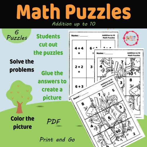 March Math Puzzles St. Patrick's Day Addition to 10 | Made By Teachers