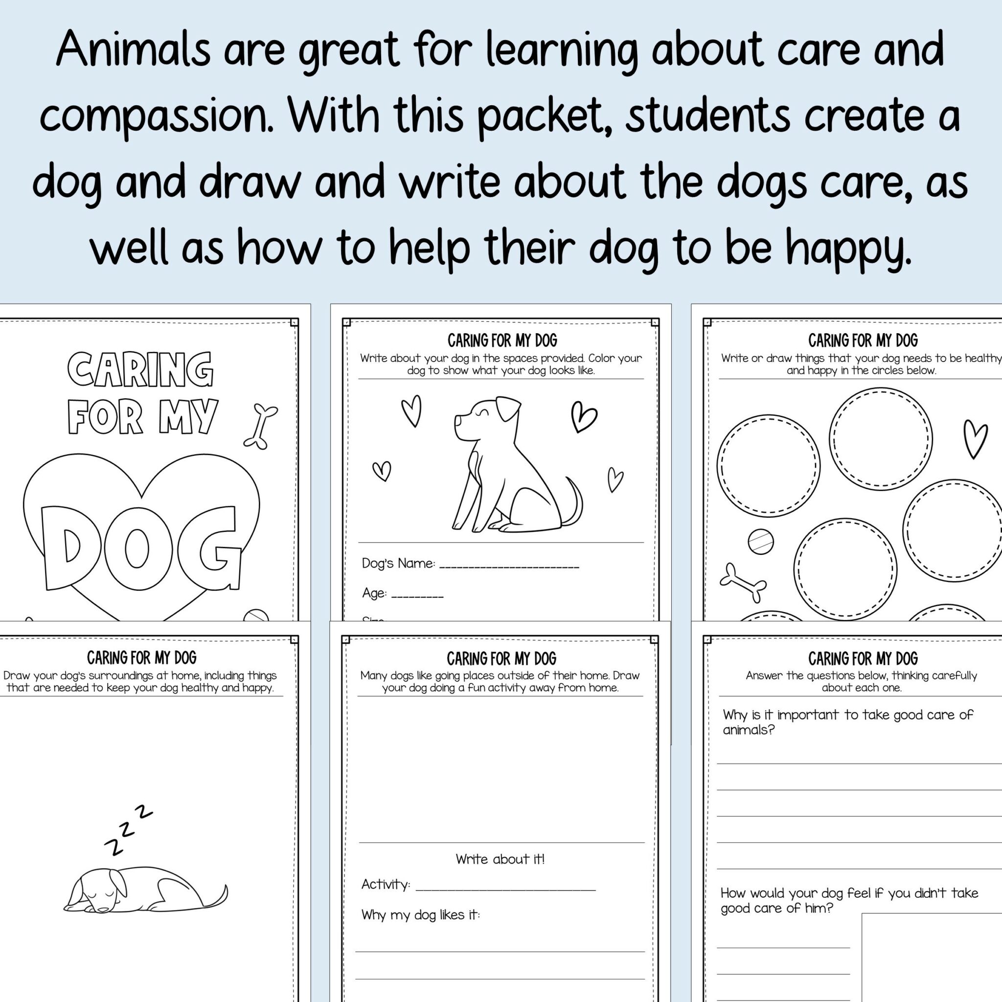 Caring for My Dog | Social Emotional Learning Packet | Mental Health ...