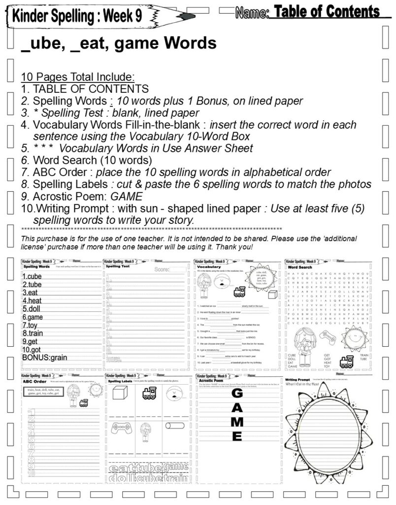 Kindergarten Spelling Worksheets Curriculum Week 9 | Made By Teachers