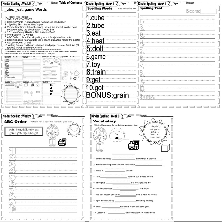 Kindergarten Spelling Worksheets Curriculum Week 9 | Made By Teachers