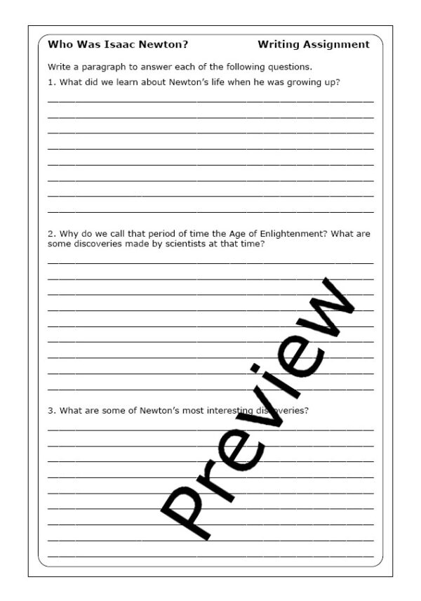 Janet Pascal "Who Was Isaac Newton?" worksheets - Made By Teachers