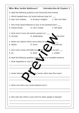 Gail Herman "Who Was Jackie Robinson?" worksheets | Made By Teachers