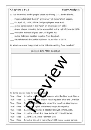 Gail Herman "Who Was Jackie Robinson?" worksheets | Made By Teachers