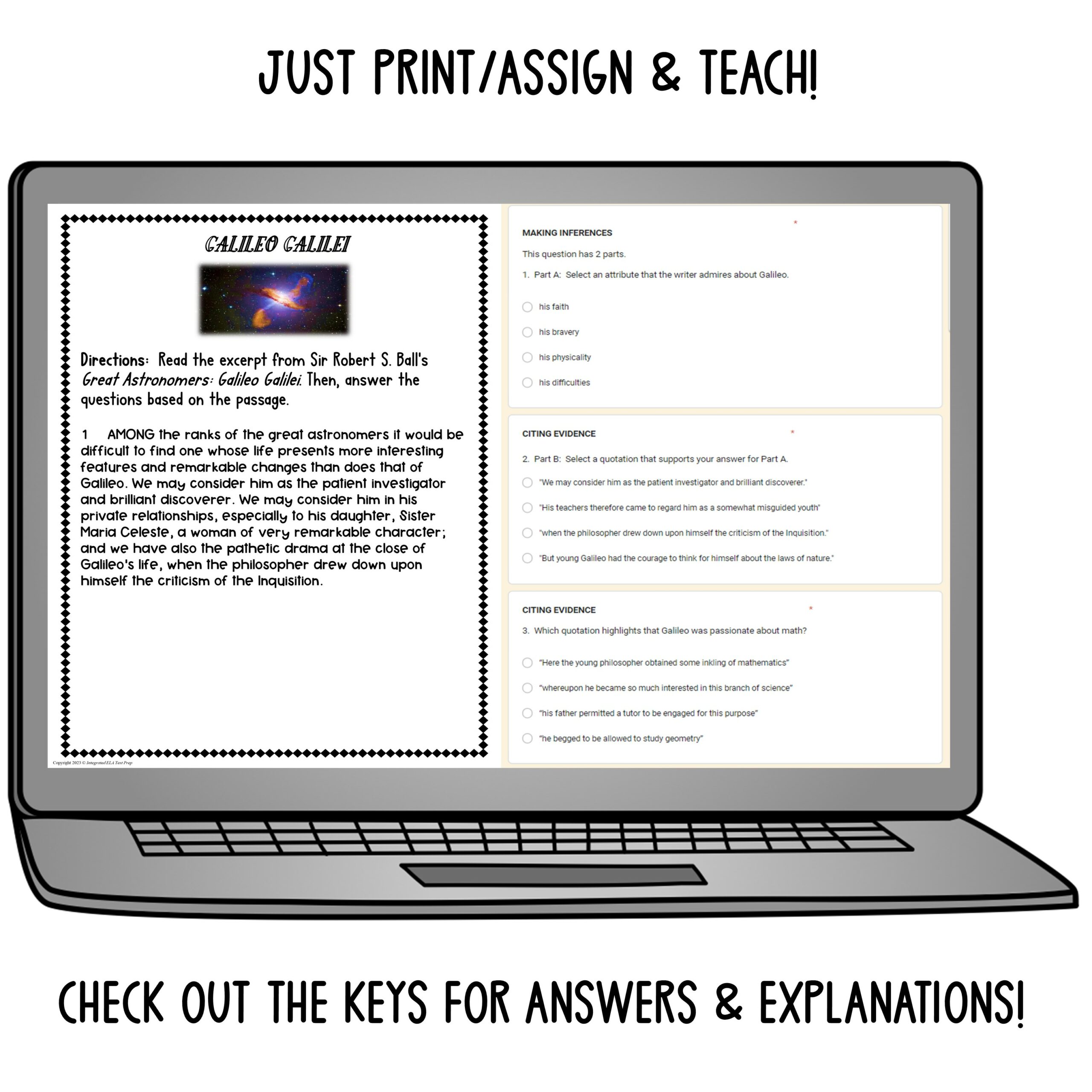 Reading Test Prep PRACTICE TEST Standardized Test Review Galileo | Made ...