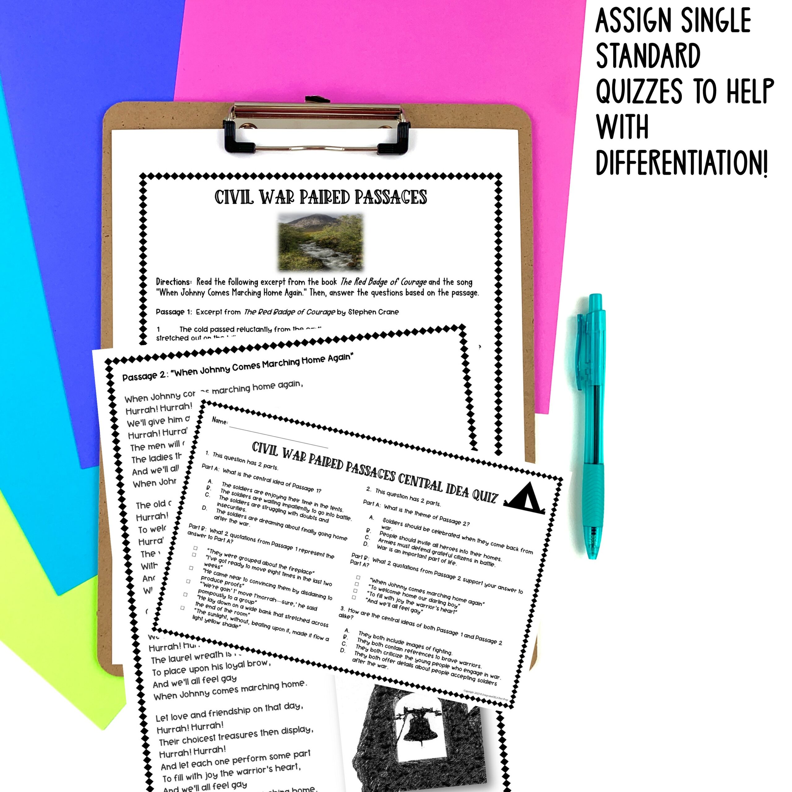 ELA Test Prep PRACTICE TEST Paired Passages with Questions Reading ...