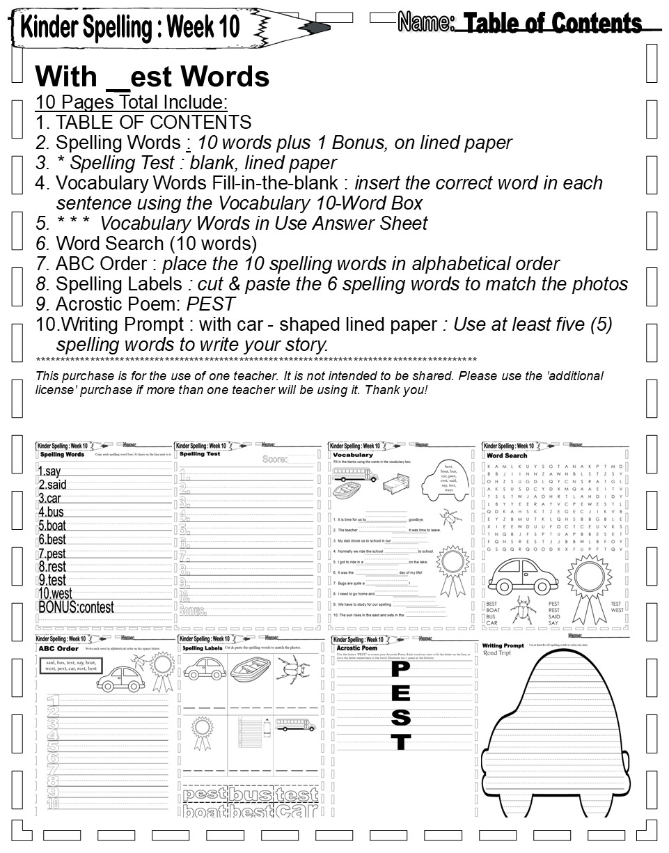 Kindergarten Spelling Worksheets Curriculum Week 10 | Made By Teachers