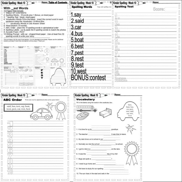 Kindergarten Spelling Worksheets Curriculum Week 10 | Made By Teachers