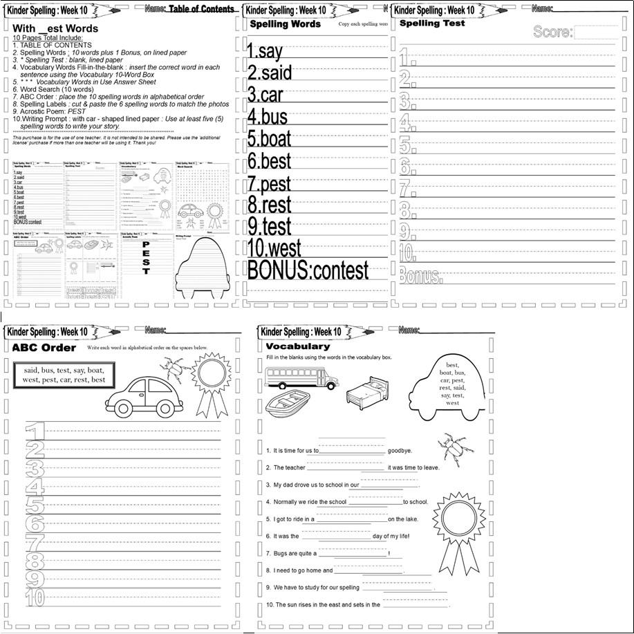 Kindergarten Spelling Worksheets Curriculum Week 10 | Made By Teachers